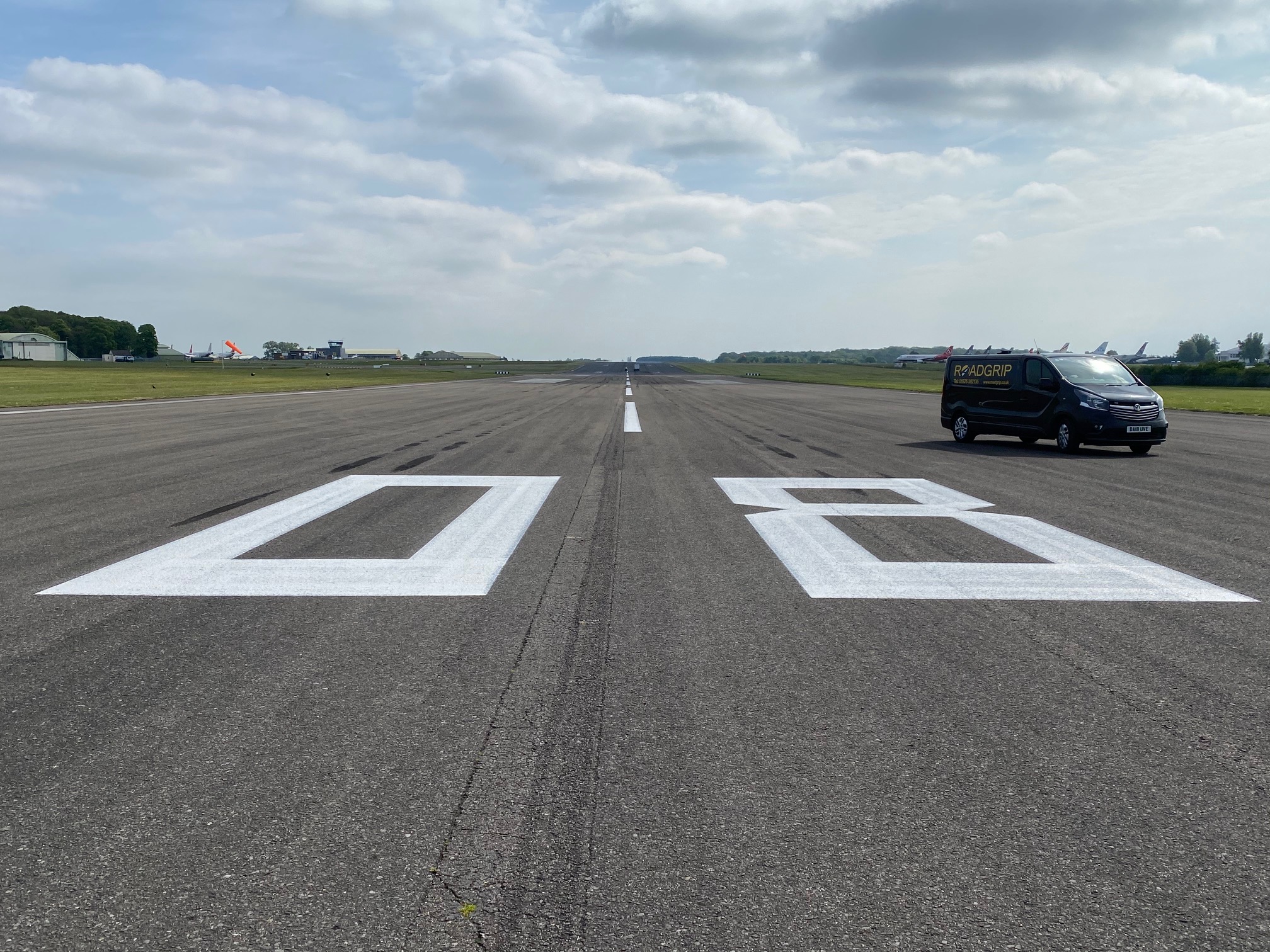 Runway Line Marking, Cotswold Airport, UK - Roadgrip