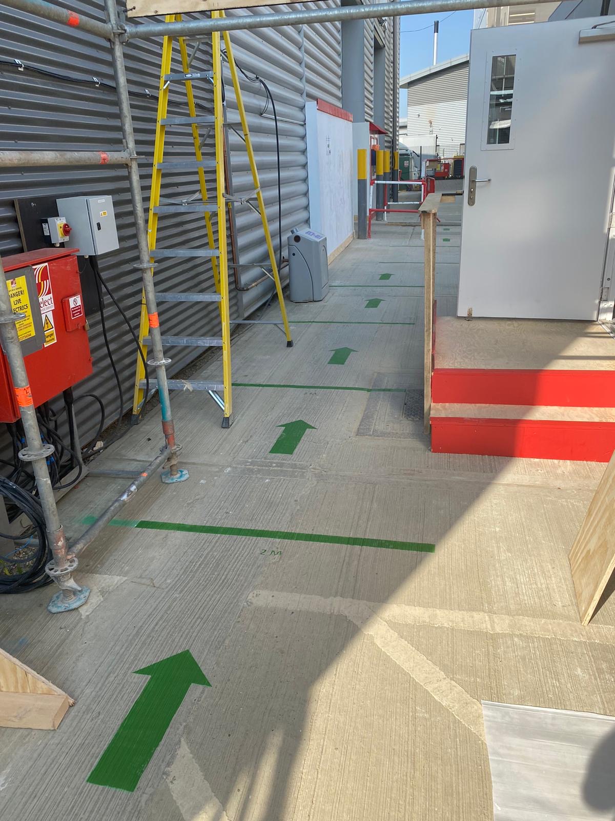 Social Distancing Floor Markings, Slough Data Centre - Roadgrip